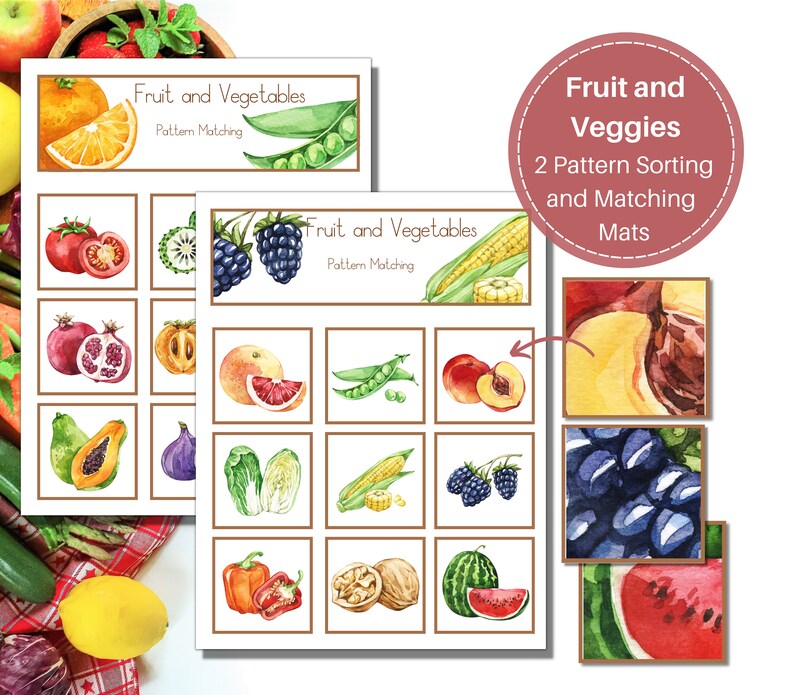 FRUIT & VEGGIES Pre-k and K Activity Pack, Homeschool, Digital, Instant ...