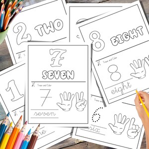 NUMBER Coloring and Tracing Worksheets, 0 to 10 Counting, Preschool ...