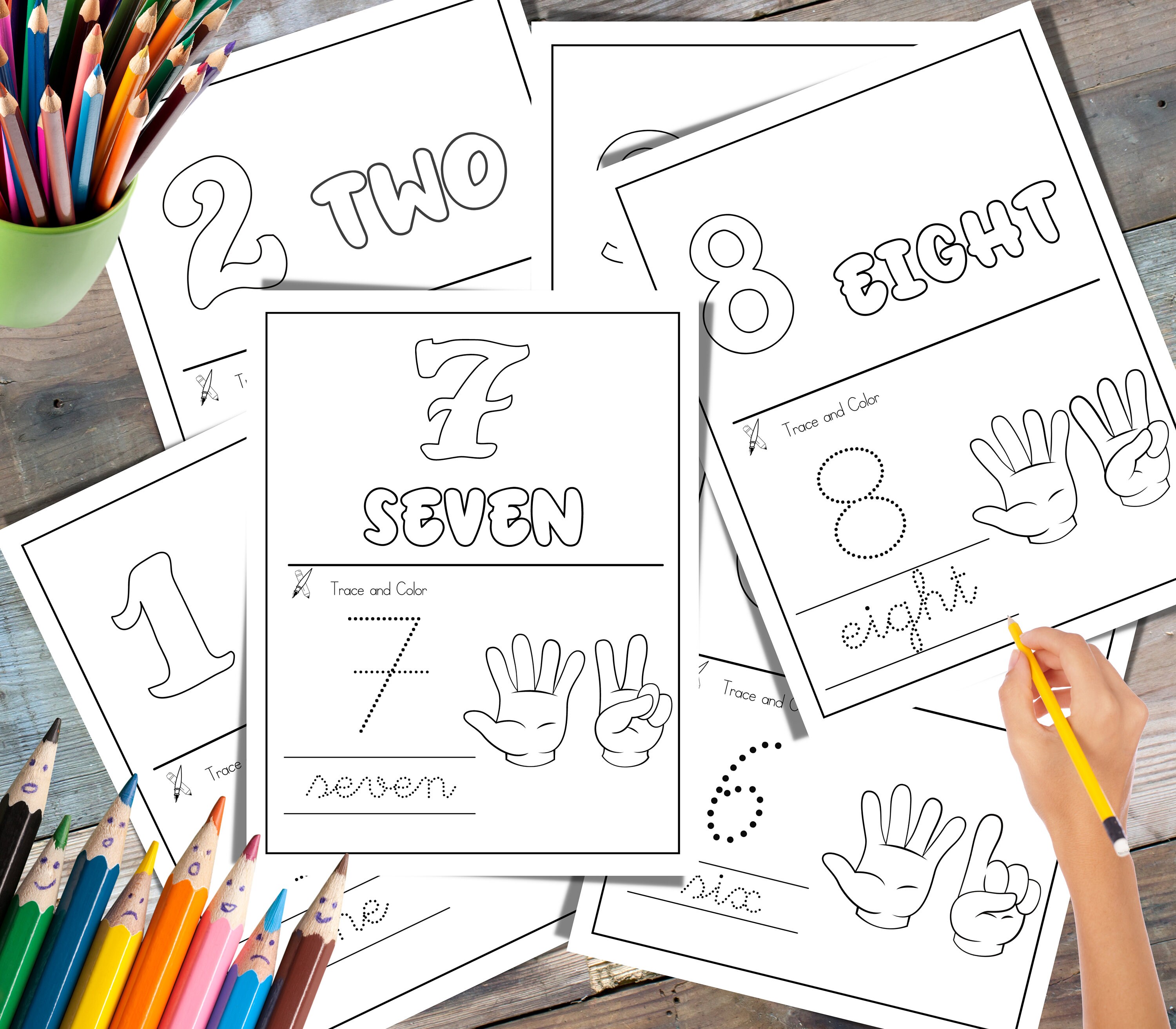 NUMBER Coloring and Tracing Worksheets, 0 to 10 Counting, Preschool ...