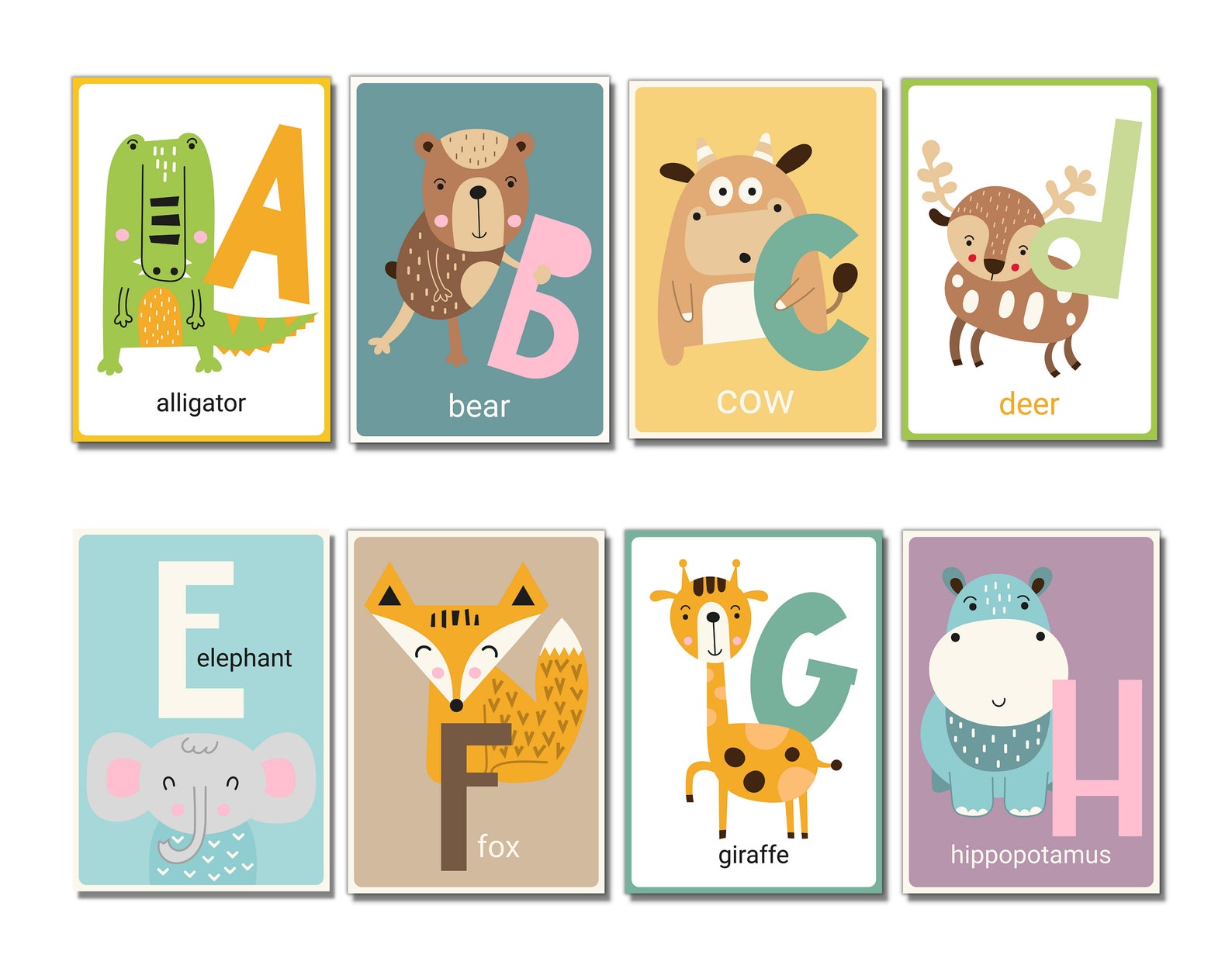 Animal ABC Flash Cards, Mini-poster | Animal Flash Cards | Learning ...