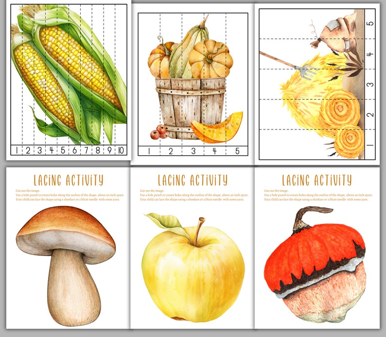 AUTUMN HARVEST Pre-k and K Activity Pack, Homeschool, Digital, Instant ...
