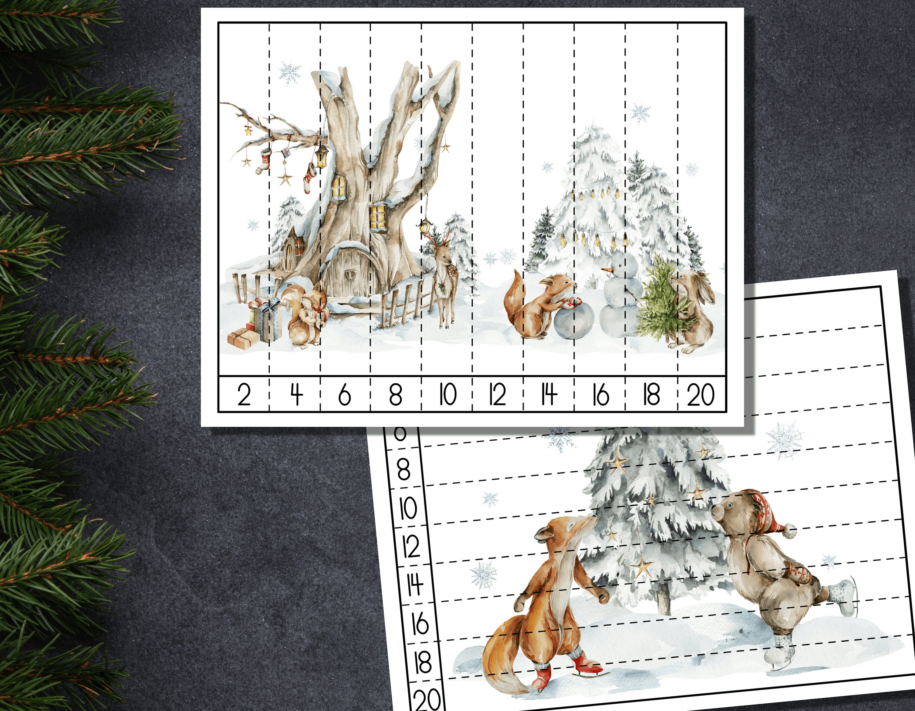Winter Number Sequence Puzzles, Printable, Preschool Counting Activity ...