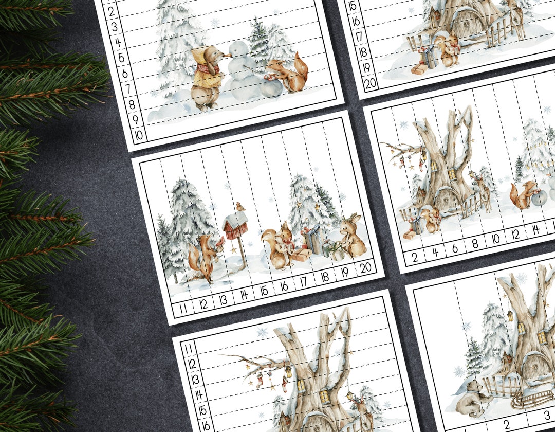 Winter Number Sequence Puzzles, Printable, Preschool Counting Activity ...