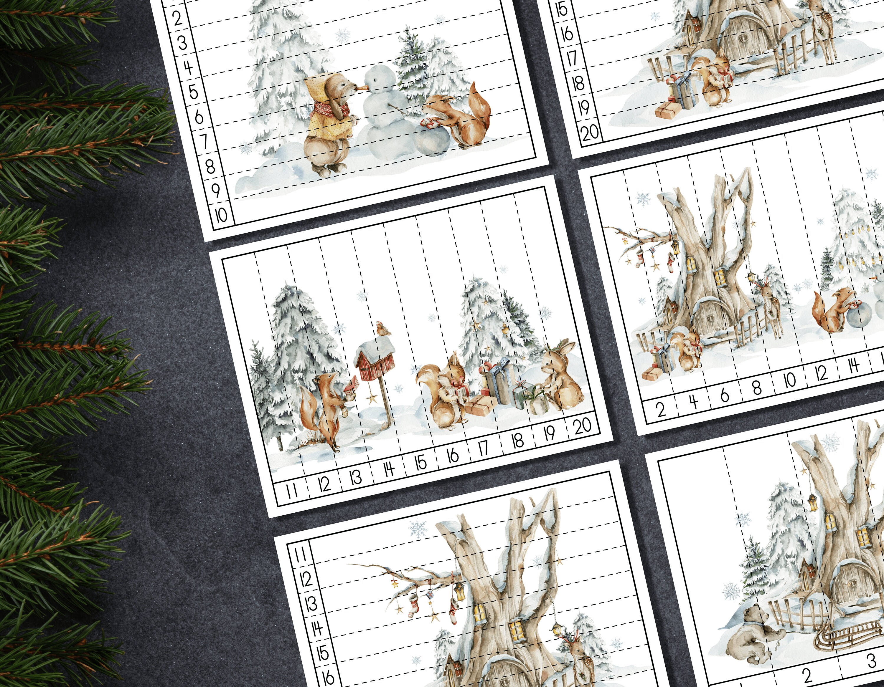 Winter Number Sequence Puzzles, Printable, Preschool Counting Activity ...