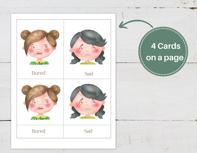 FEELINGS Mini Poster 3-part Cards 2 Card Sizes Homeschool - Etsy