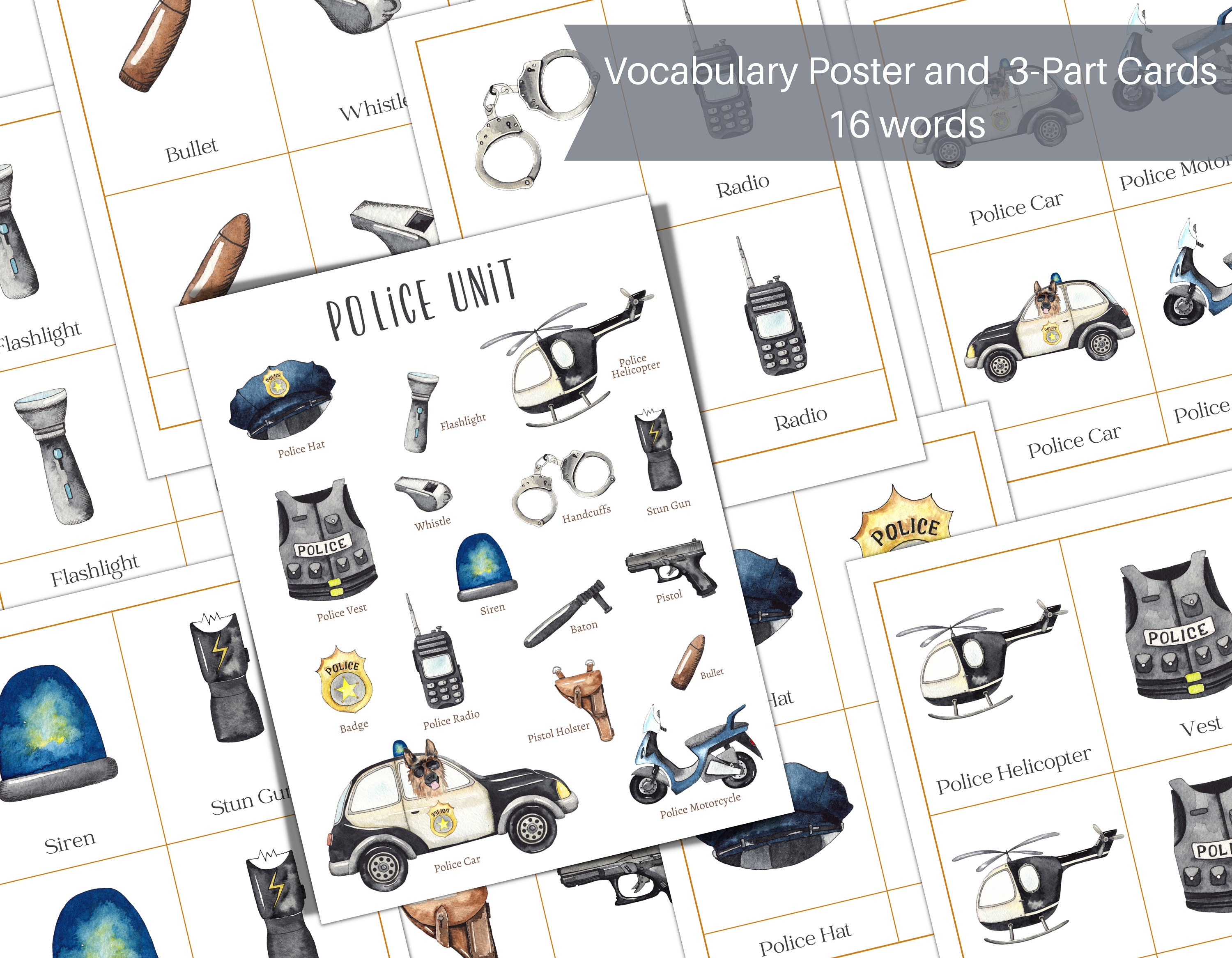 POLICE UNIT Pre-k and K Activity Pack, Homeschool, Digital, Instant ...