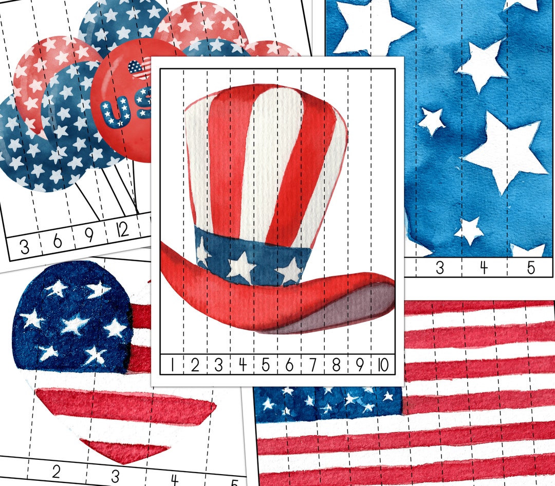 4th of July Number Sequence Puzzles, Skip Counting, Printable ...