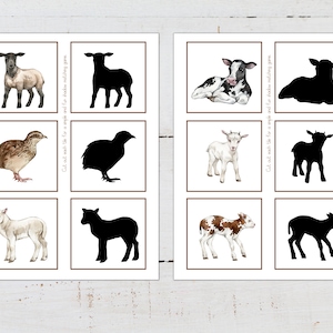 FARM ANIMALS Shadow Matching, Silhouette Matching, Montessori at Home ...
