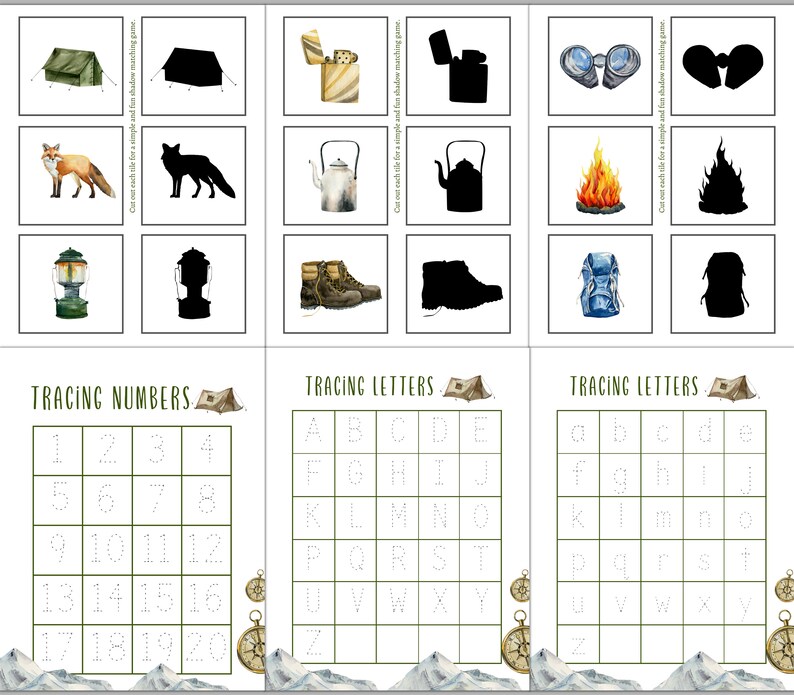 CAMPING Pre-k and K Activity Pack Homeschool Digital - Etsy