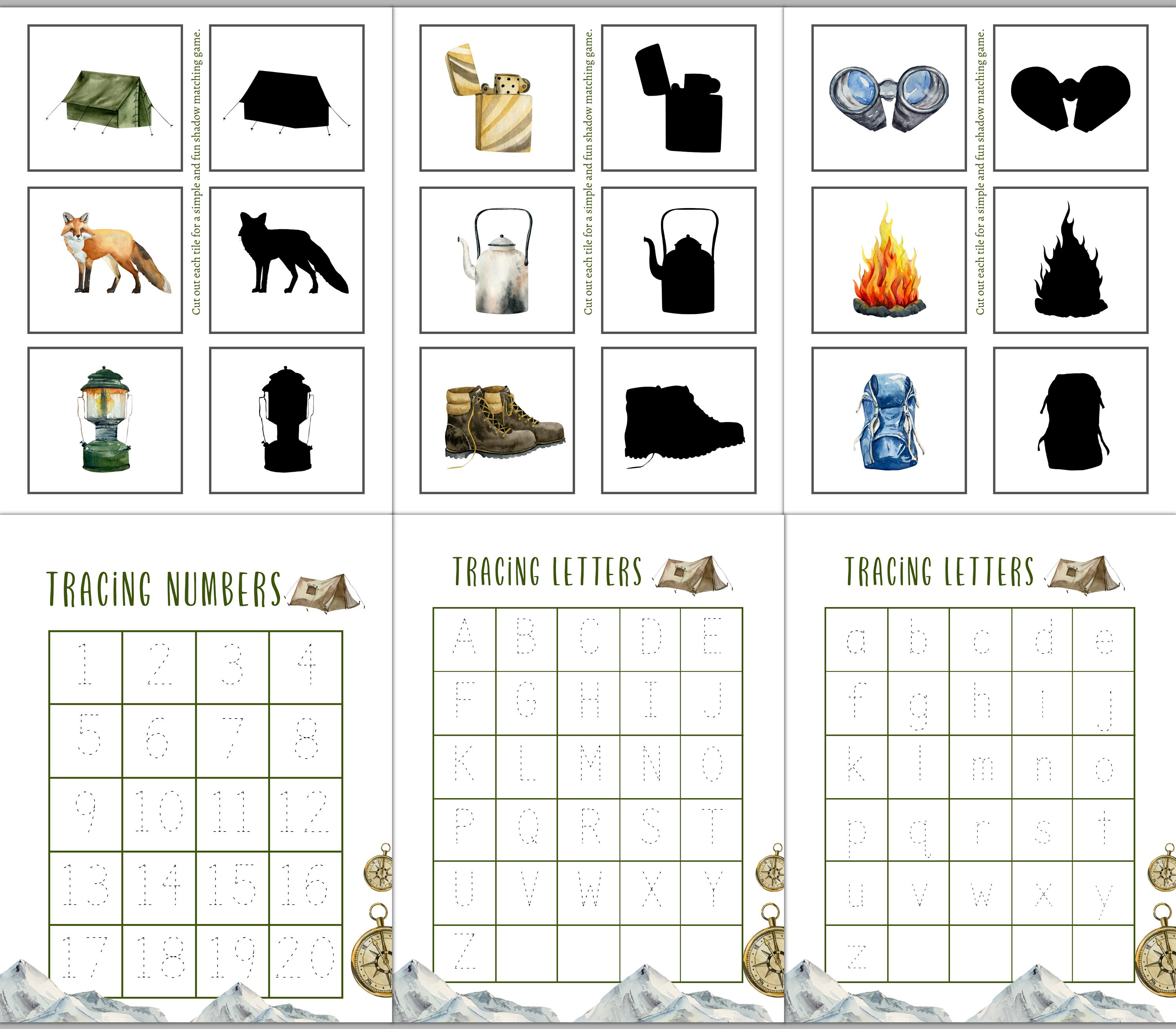 CAMPING Pre-k and K Activity Pack, Homeschool, Digital, Instant ...