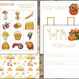 AUTUMN HARVEST Pre-k and K Activity Pack, Homeschool, Digital, Instant ...