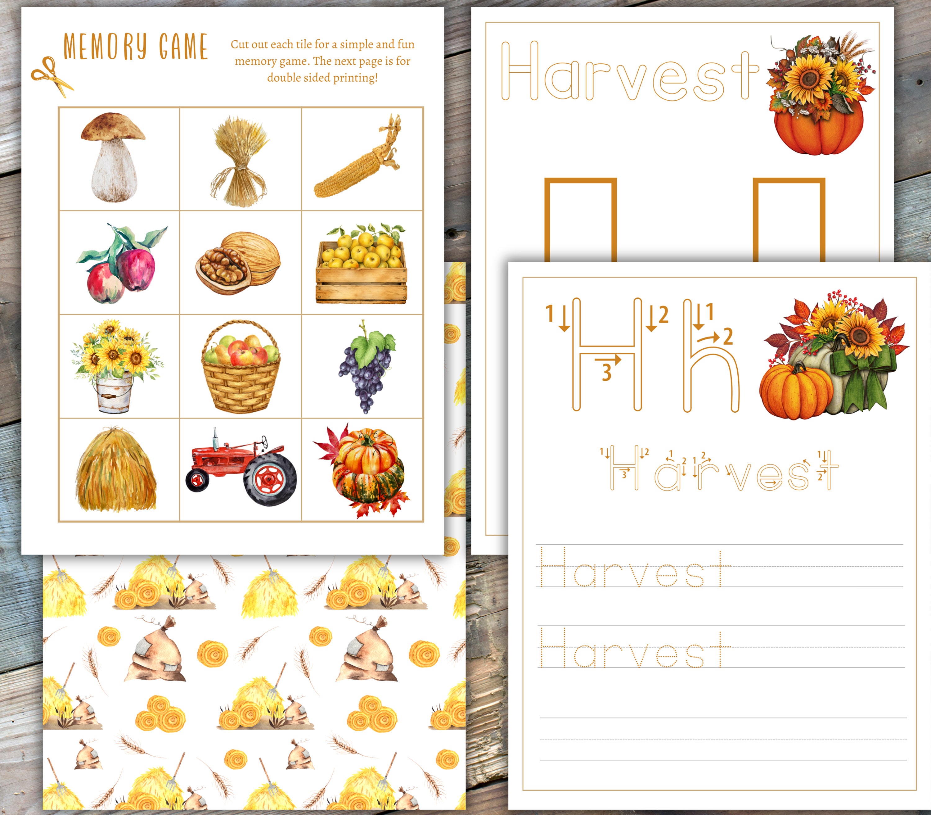 AUTUMN HARVEST Pre-k and K Activity Pack, Homeschool, Digital, Instant ...