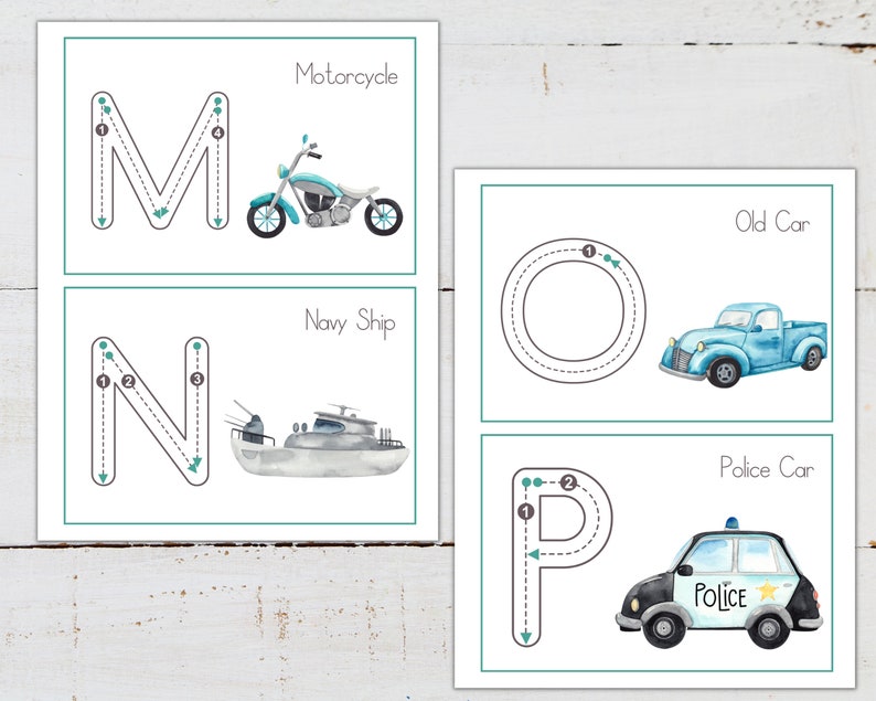 TRANSPORT ABC Tracing Cards, A to Z Tracing, Instant Download - Etsy