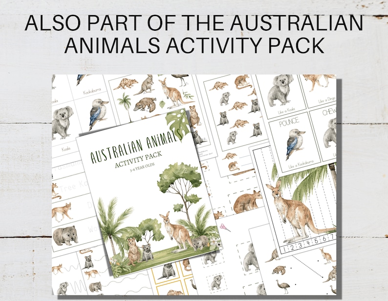 AUSTRALIAN Animals Simple Puzzles, Printable, Preschool Activity, Kids ...