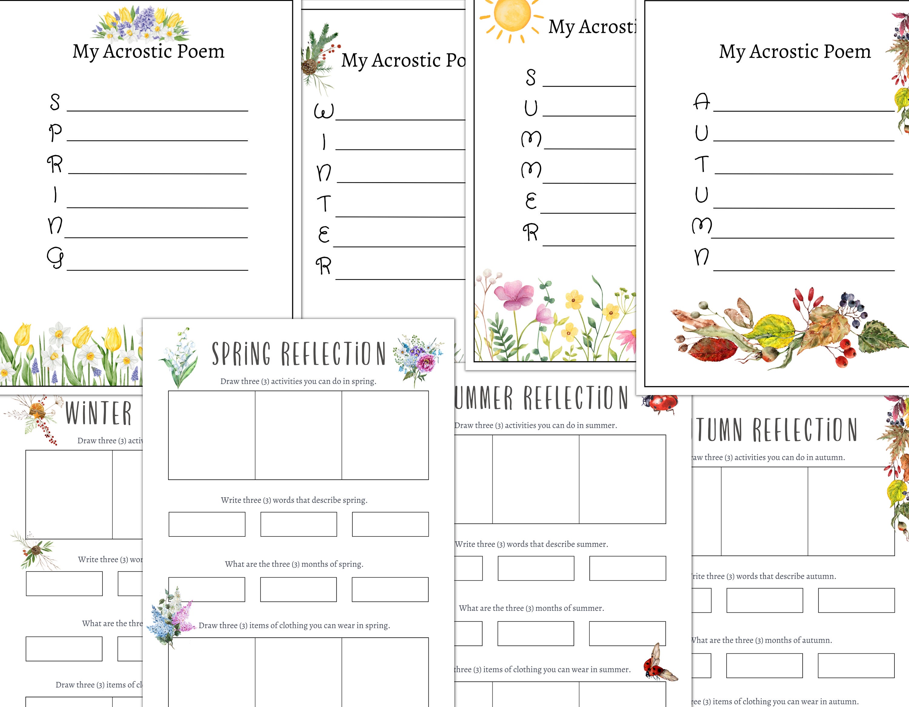The Four Seasons Nature Study, Seasons Activities, Science, Handwriting ...