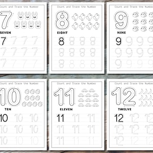 NUMBER Coloring and Tracing Worksheets, 1 to 20 Counting, Preschool ...