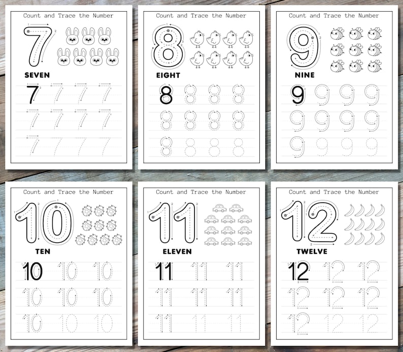 NÚMEROS Hojas de trabajo para colorear y calcar, Conteo del 1 al 20 ...