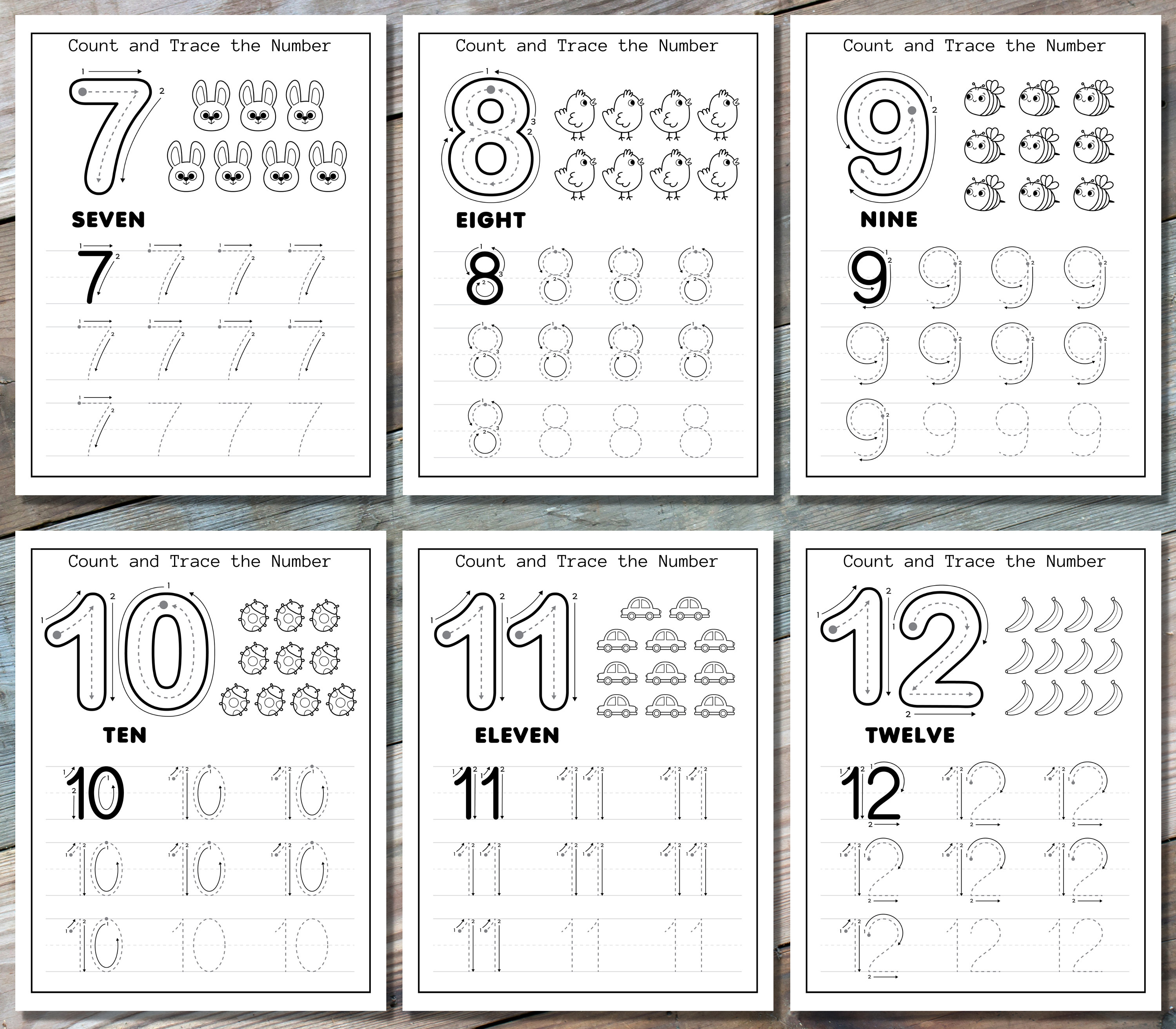 NUMBER Coloring and Tracing Worksheets, 1 to 20 Counting, Preschool ...