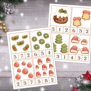 Christmas Count and Clip Cards, 1 to 20 Counting, Gingerbread Cookies ...