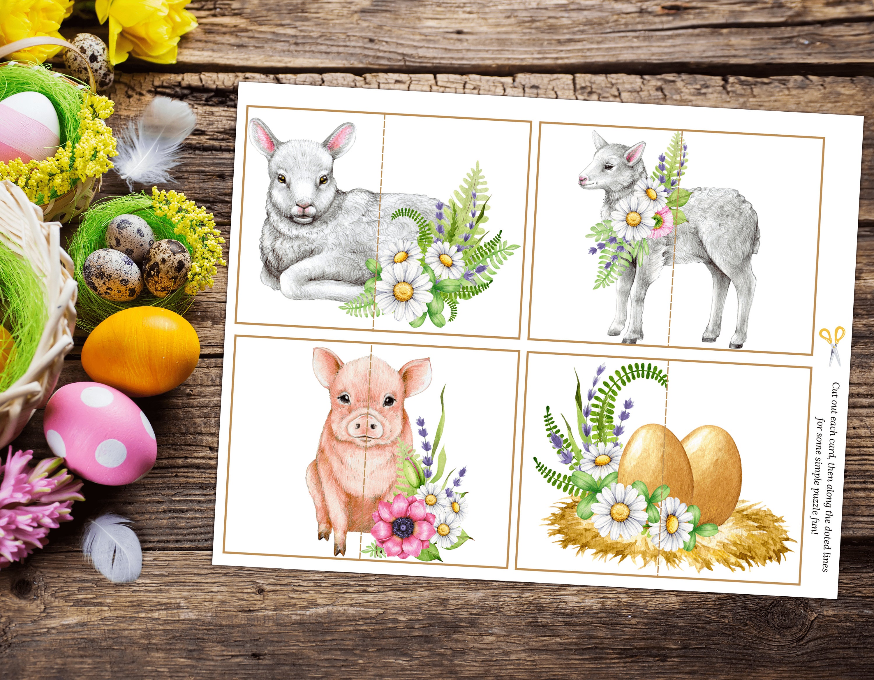 SPRING Farm Animals Simple Puzzles, Printable, Preschool Activity, Kids ...