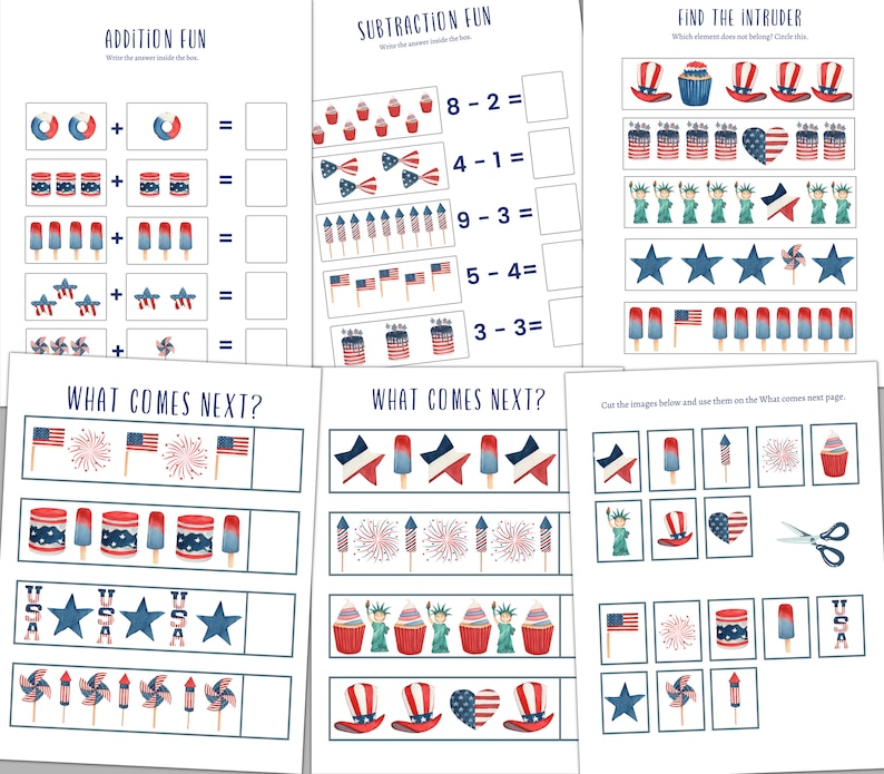4th of July Pre-k and K Activity Pack, Homeschool, Digital, Instant ...