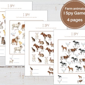 FARM ANIMALS I Spy, Printable Farm Animals Activity, Preschool ...