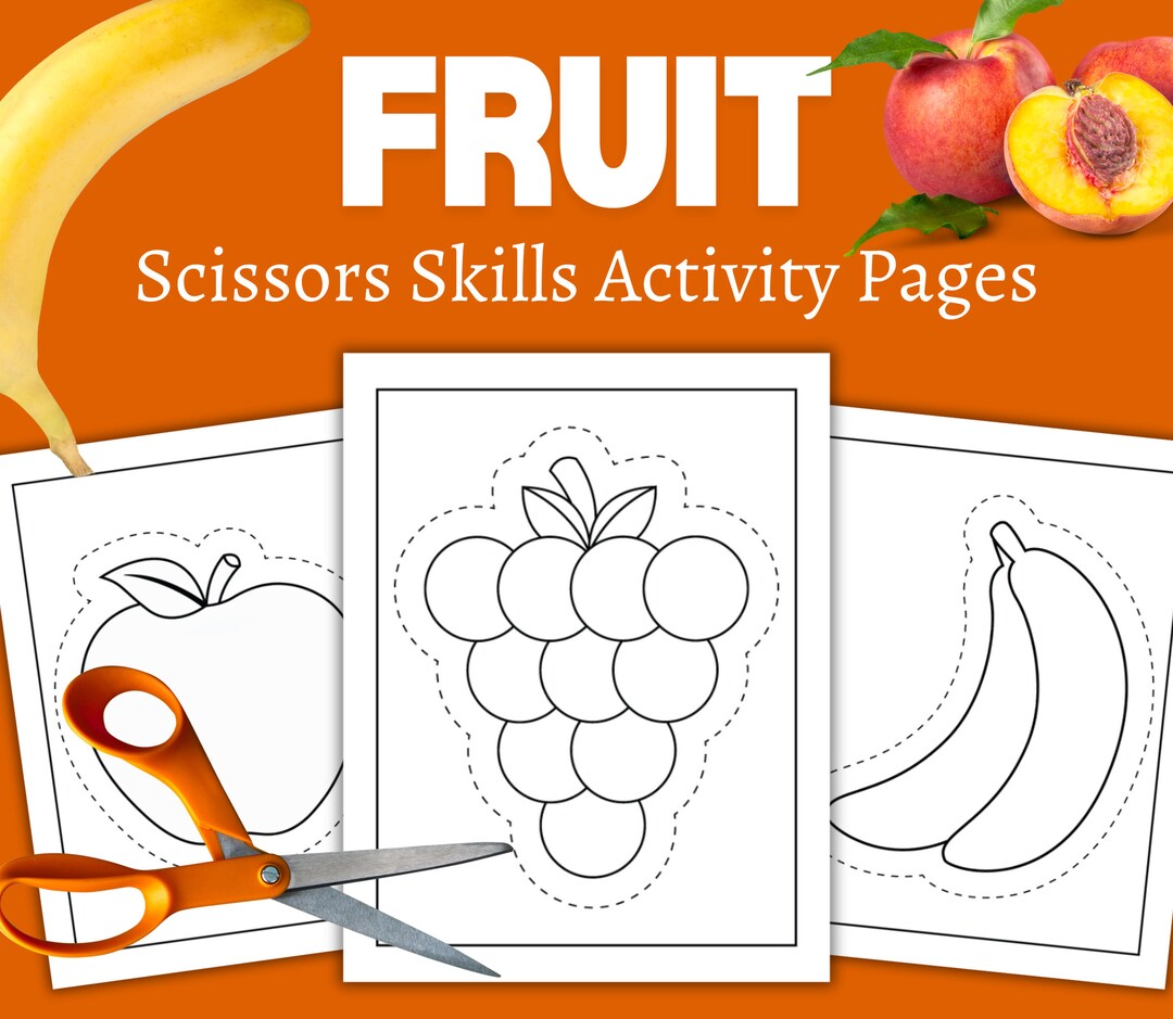 FRUIT Scissors Skills Activity Pages, Preschool Printable, Homeschool ...