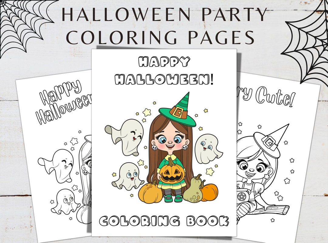 HALLOWEEN Coloring Pages, Kids Party Activity, Kids Table Activity, PDF ...