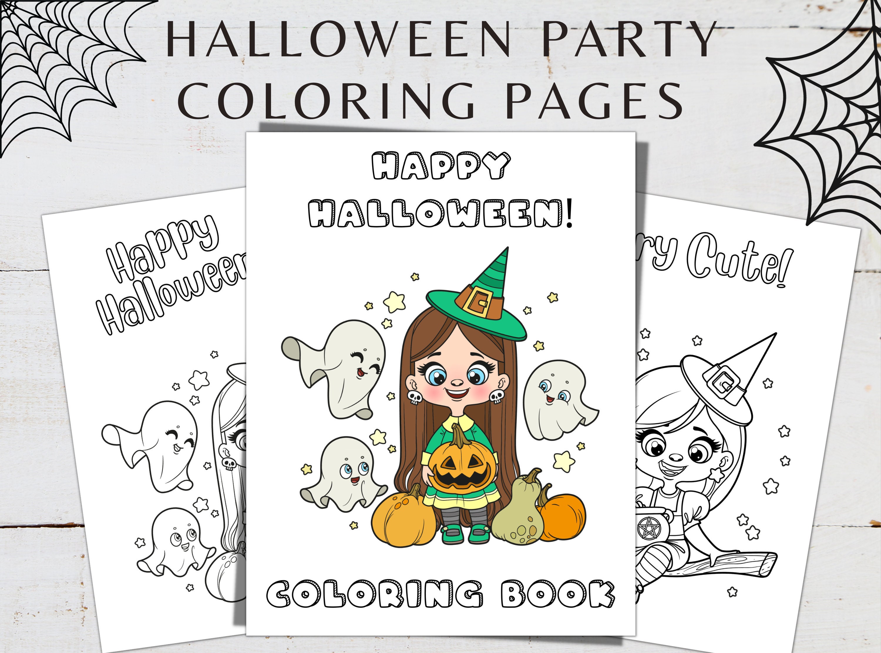 HALLOWEEN Coloring Pages, Kids Party Activity, Kids Table Activity, PDF ...