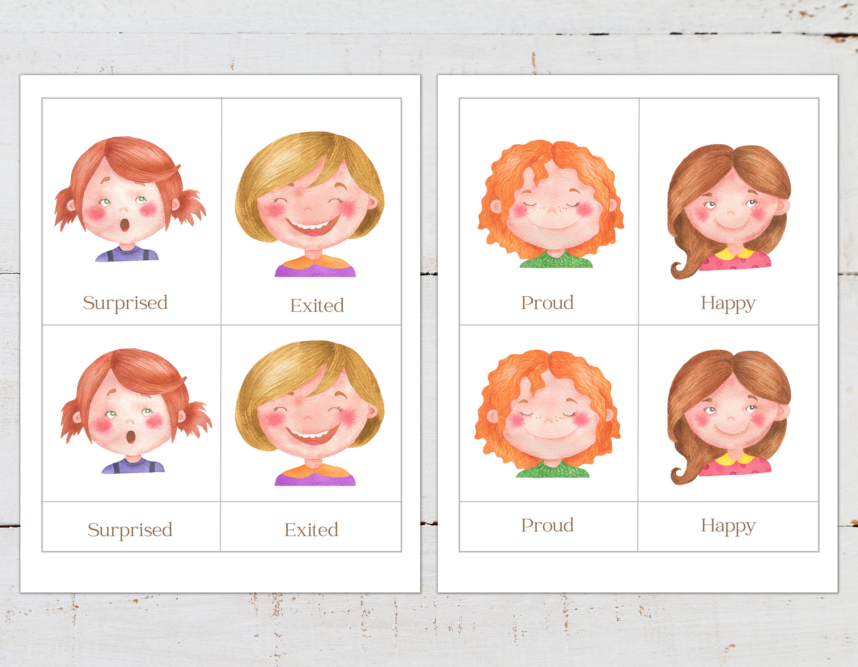 FEELINGS Mini Poster 3-part Cards, 2 Card Sizes, Homeschool, Montessori ...