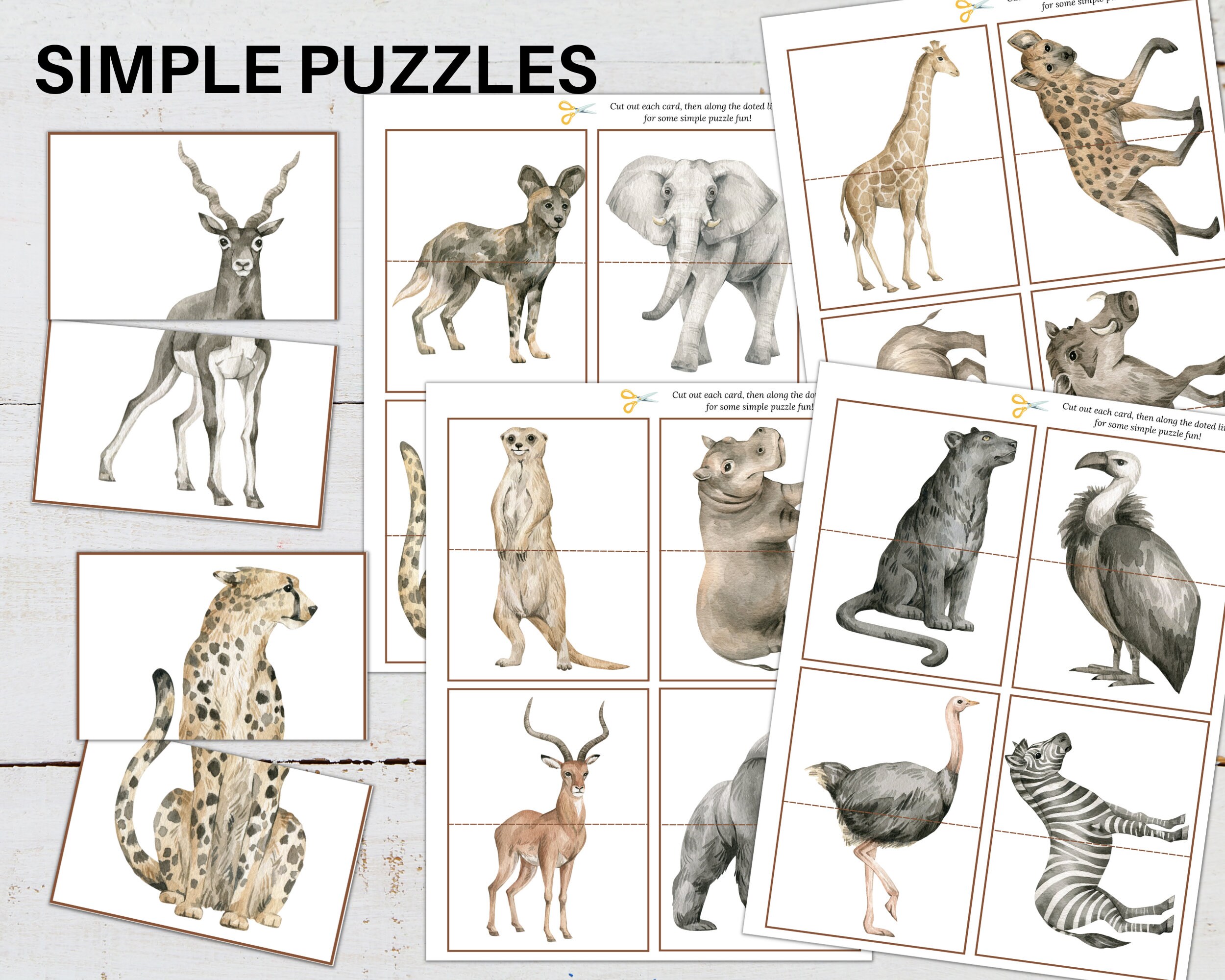 AFRICAN Animals Pre-k and K Activity Pack, Homeschool, Digital, INSTANT ...