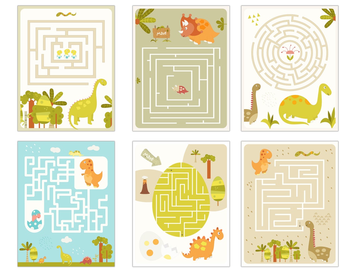Dinosaurs Themed Maze Activity Pages for Kids Home School - Etsy