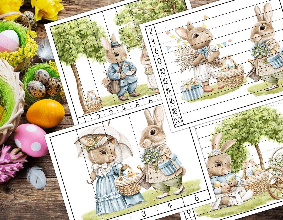 EASTER Number Sequence Puzzles, Printable, Preschool Counting Activity ...