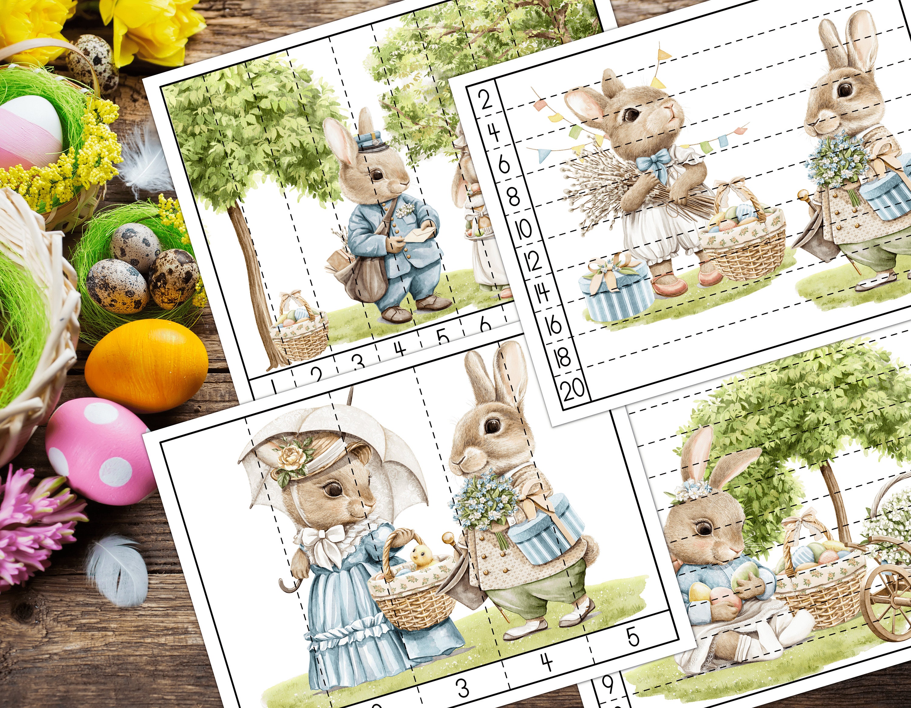 EASTER Number Sequence Puzzles, Printable, Preschool Counting Activity ...