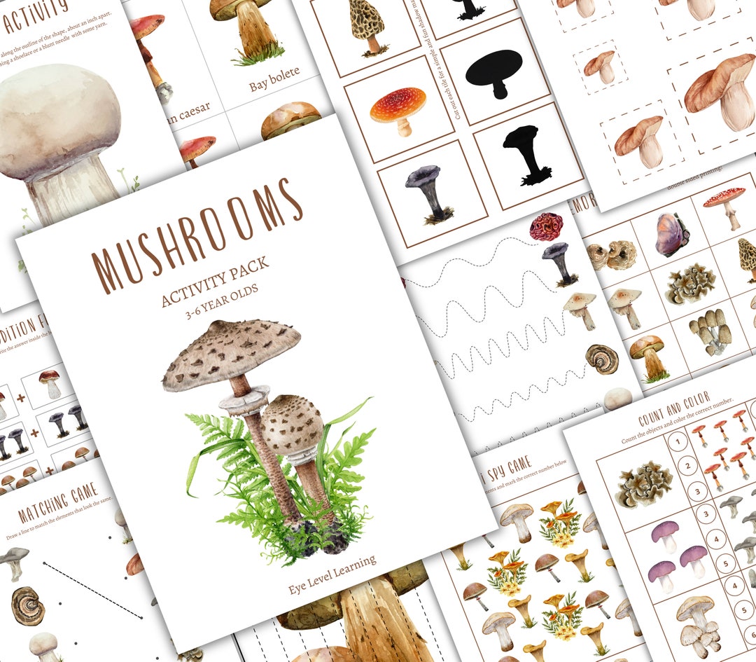 MUSHROOMS Pre-k and K Activity Pack, Homeschool, Digital, Instant ...