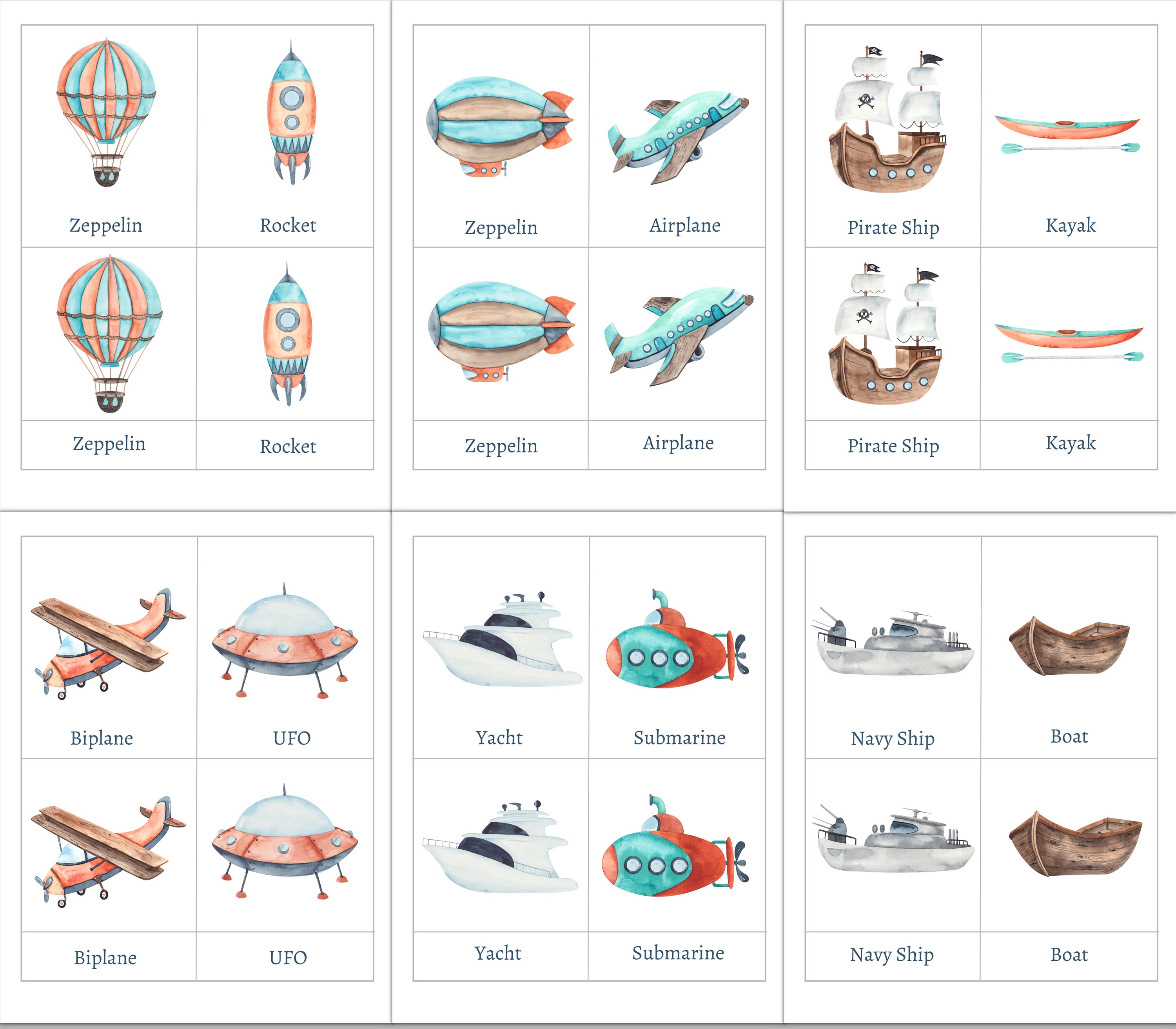 TRANSPORT Mini Poster + 3-part Cards, Homeschool, Montessori, Instant ...