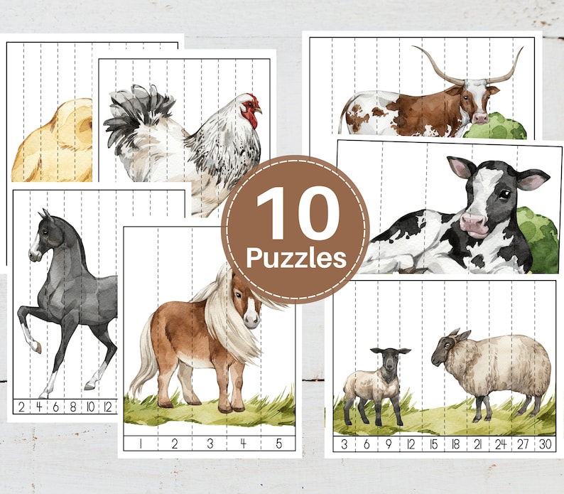 Farm Animals Activities, Poster, 3-part Cards, Puzzles, Pattern Match ...