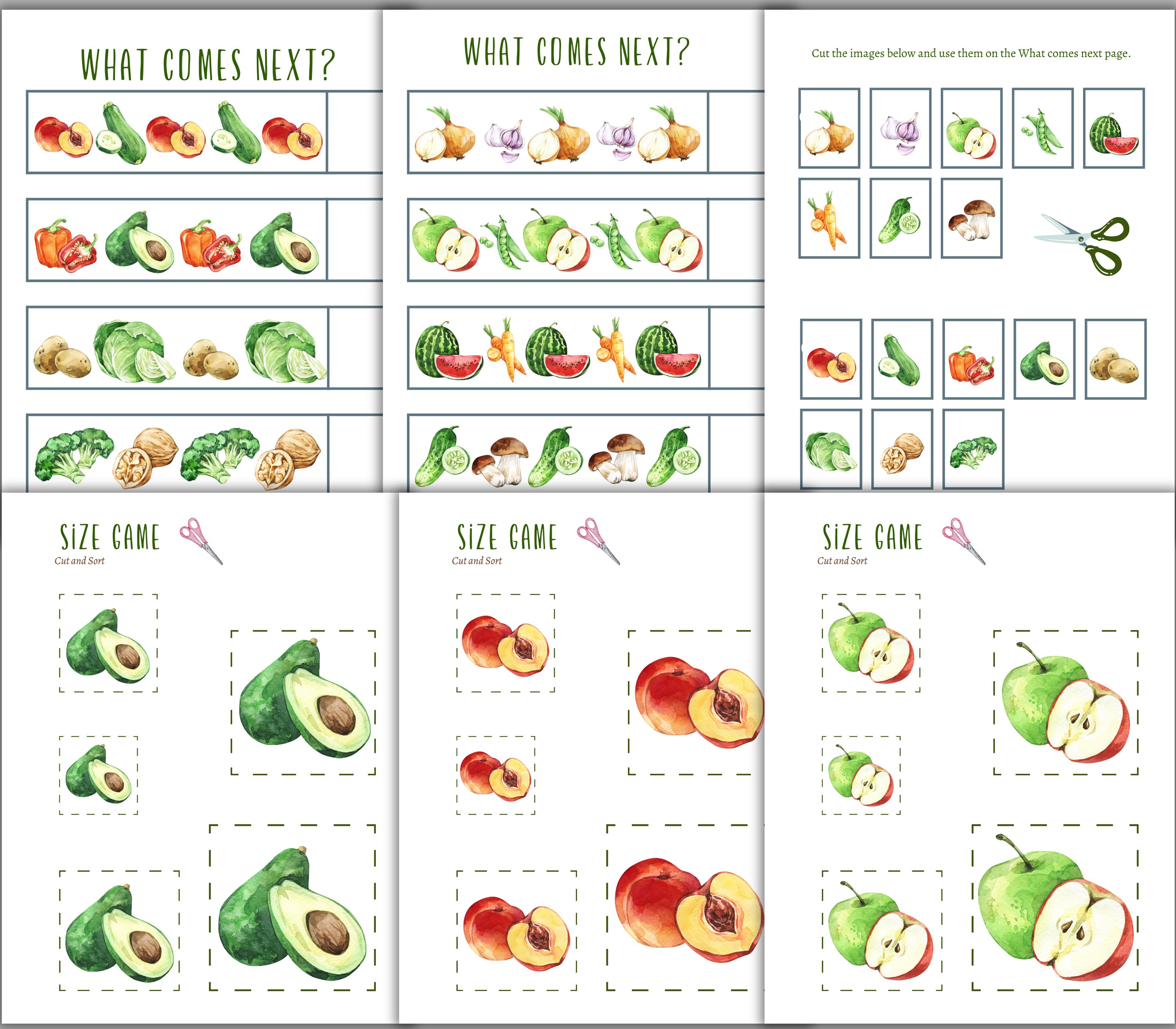 FRUIT & VEGGIES Pre-k and K Activity Pack, Homeschool, Digital, Instant ...