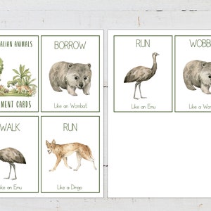 ANIMAL MOVEMENT CARDS, Australian Animals, Calm Down Activity, Kids ...