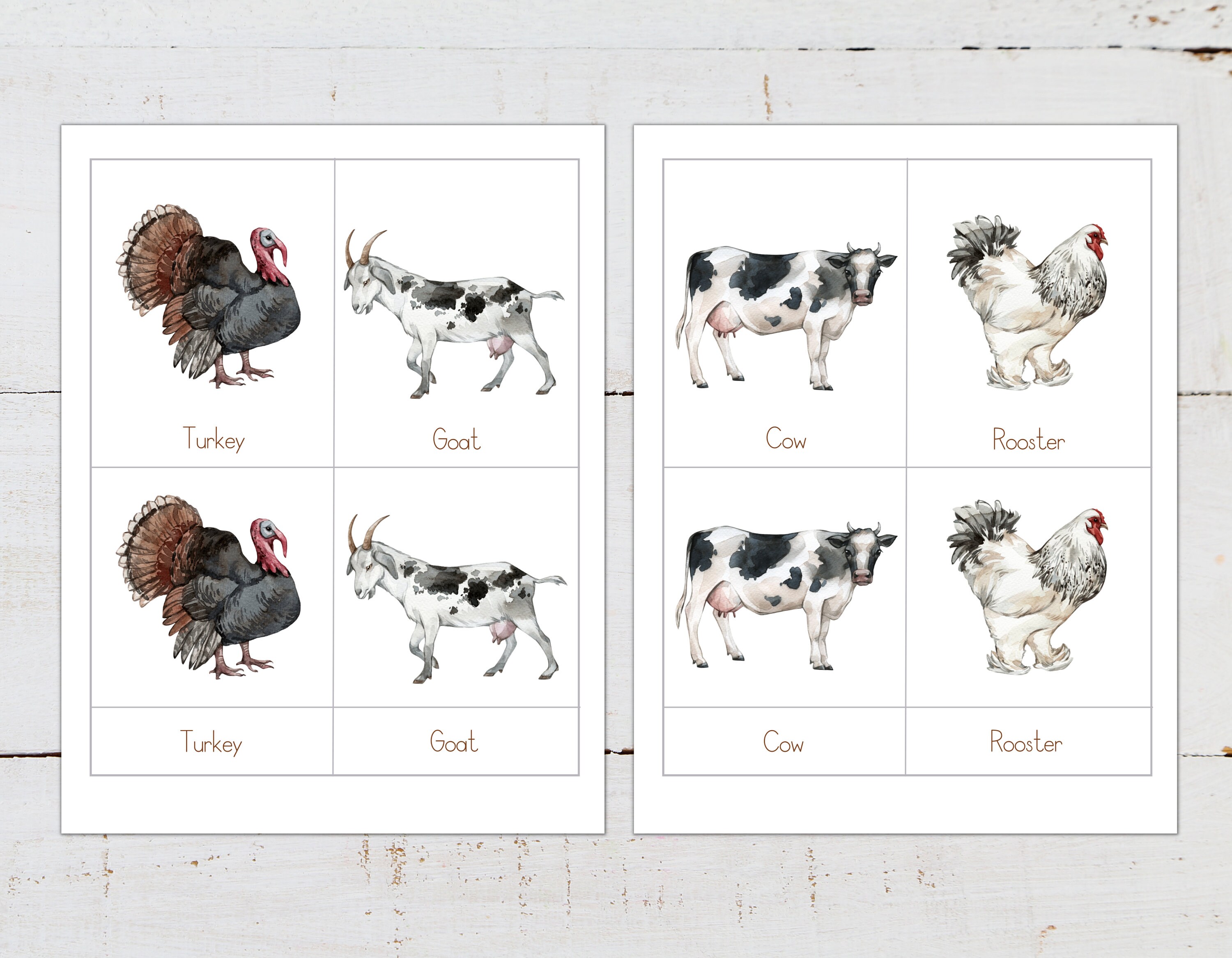 FARM ANIMALS Mini Poster + 3-part Cards, Printable, Homeschool ...