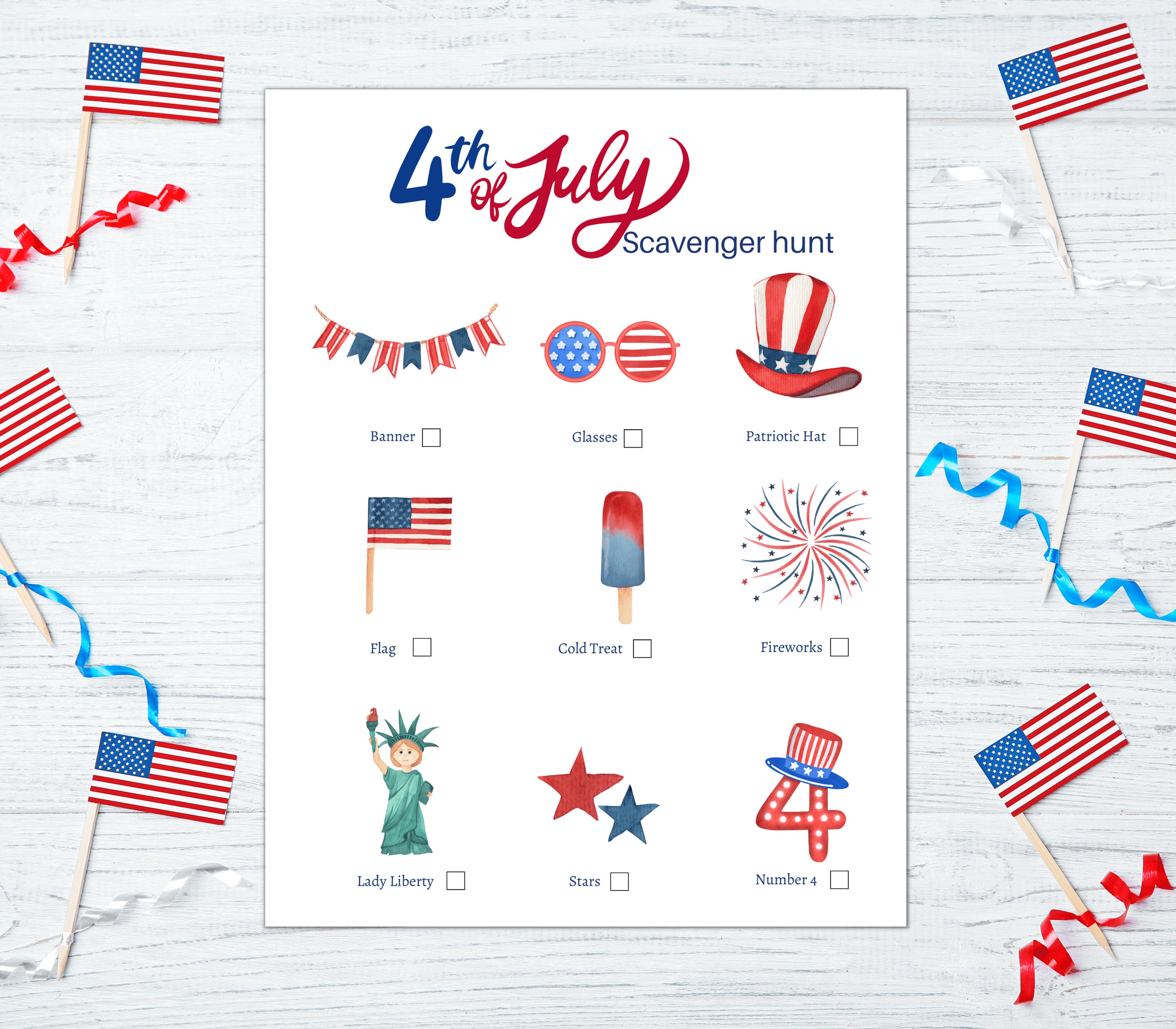 4th of July Scavenger Hunt for Kids, Printable, -instant Download - Etsy
