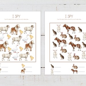 FARM ANIMALS I Spy, Printable Farm Animals Activity, Preschool ...