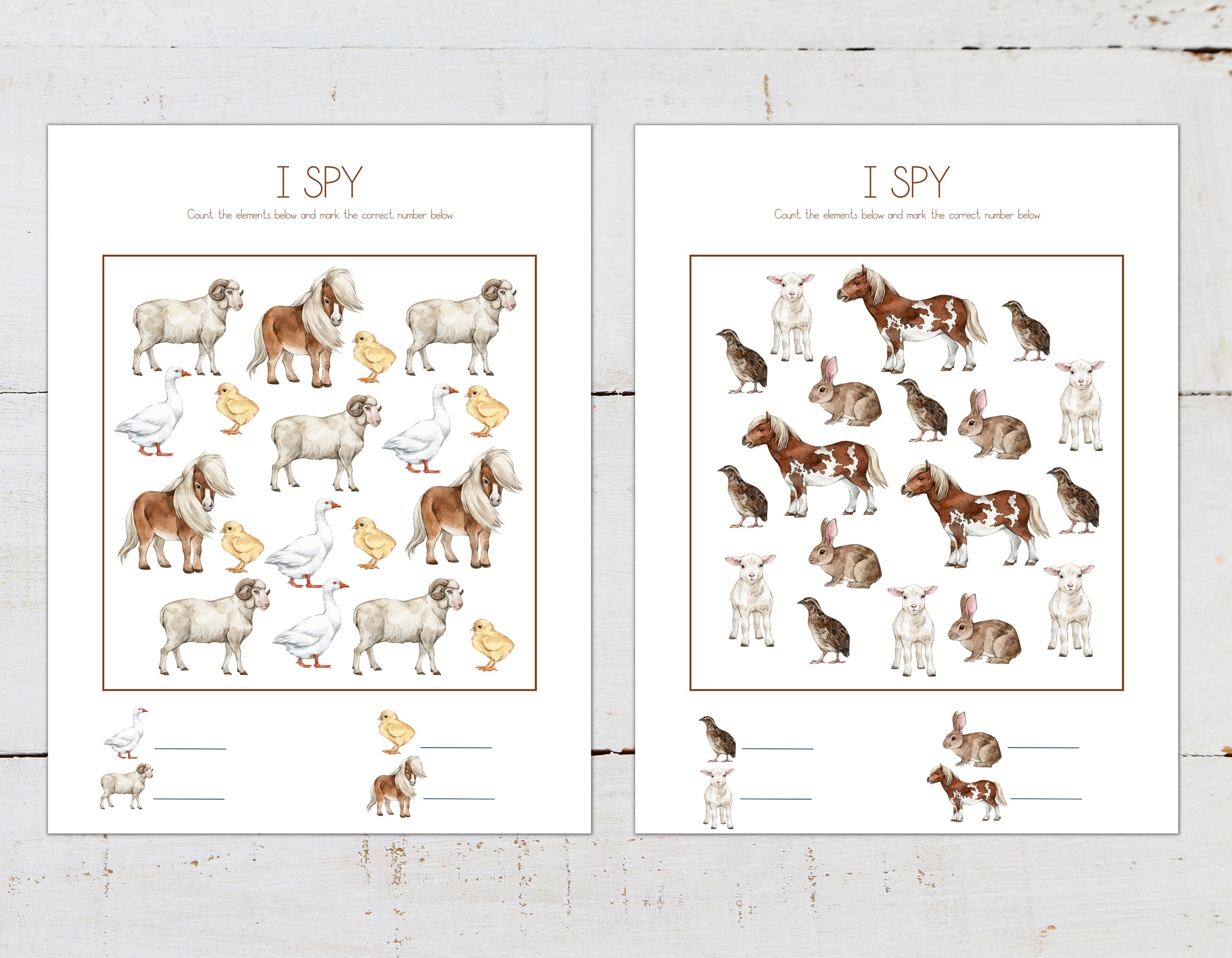 FARM ANIMALS I Spy, Printable Farm Animals Activity, Preschool ...