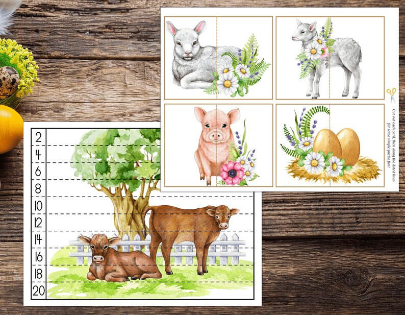 Farm Animals BUNDLE, Poster, 3-part Cards, Puzzles, Pattern Match ...