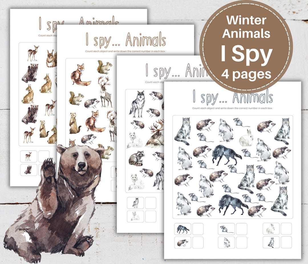 WINTER FOREST ANIMALS I Spy, Printable Winter Activity, Preschool ...
