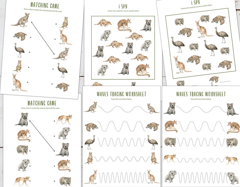 AUSTRALIAN Animals Pre-k and K Activity Pack Homeschool - Etsy