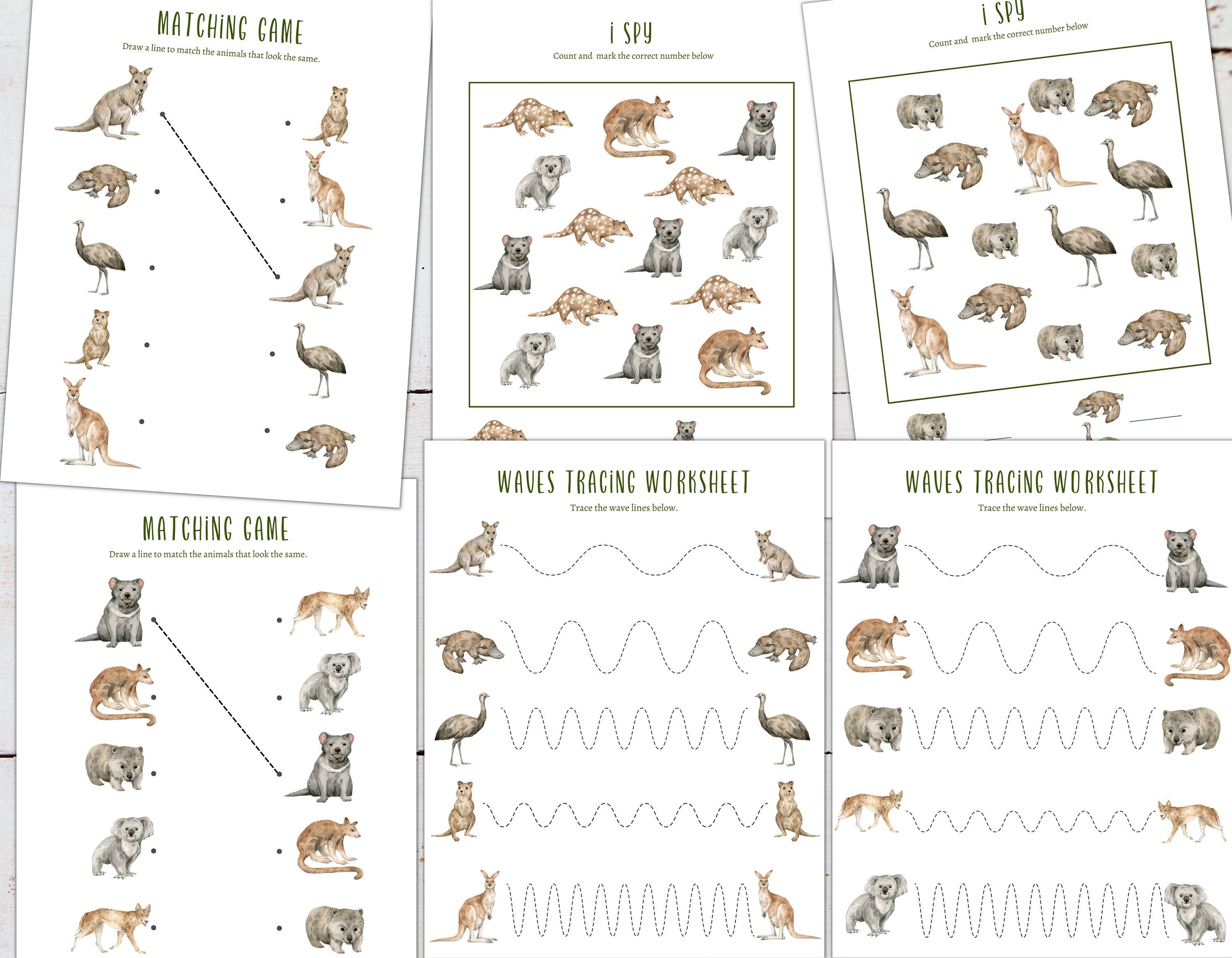 AUSTRALIAN Animals Pre-k and K Activity Pack Homeschool - Etsy