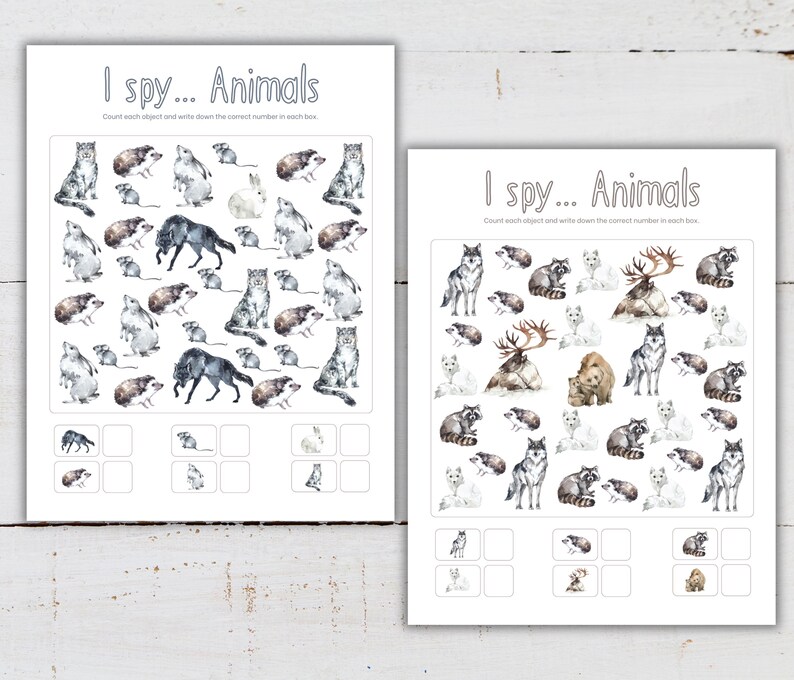 WINTER FOREST ANIMALS I Spy, Printable Winter Activity, Preschool ...