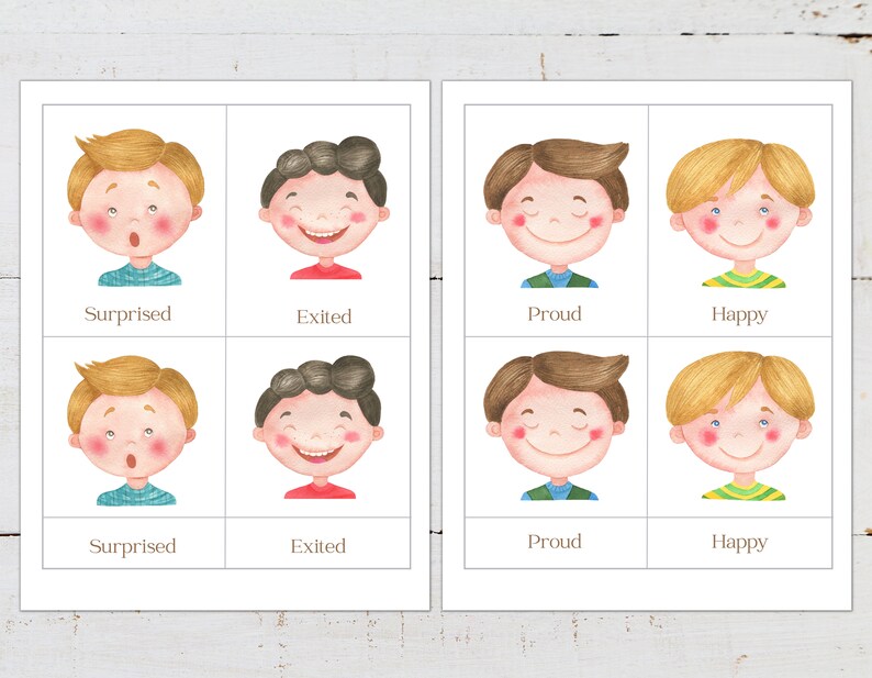 FEELINGS Mini Poster 3-part Cards 2 Card Sizes Homeschool - Etsy