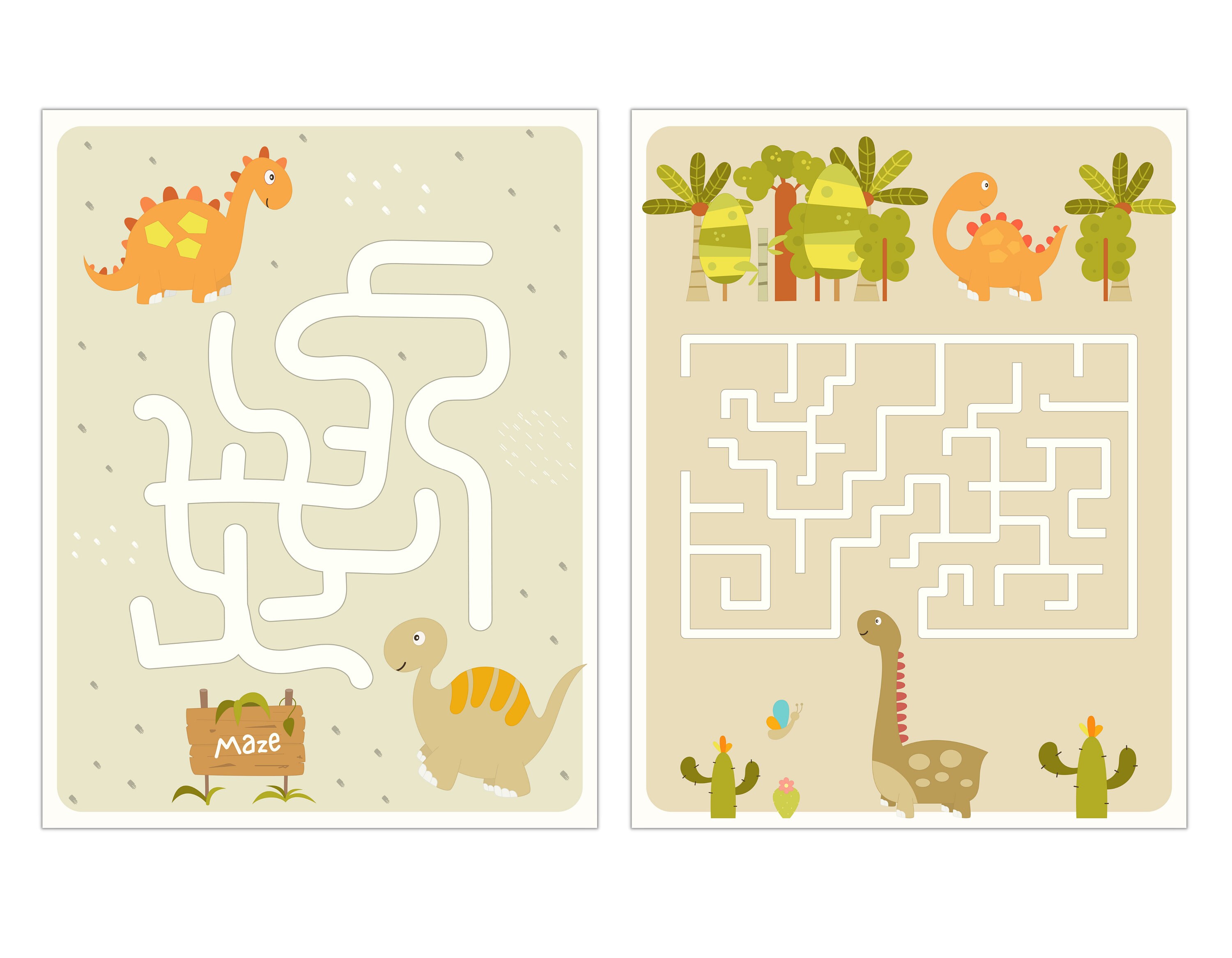 Dinosaurs Themed Maze Activity Pages for Kids Home School - Etsy